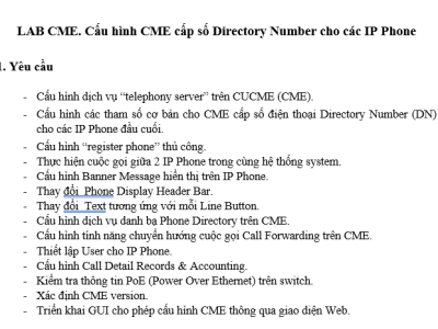 LAB CME. Cấu hình CME cấp số Directory Number cho các IP Phone